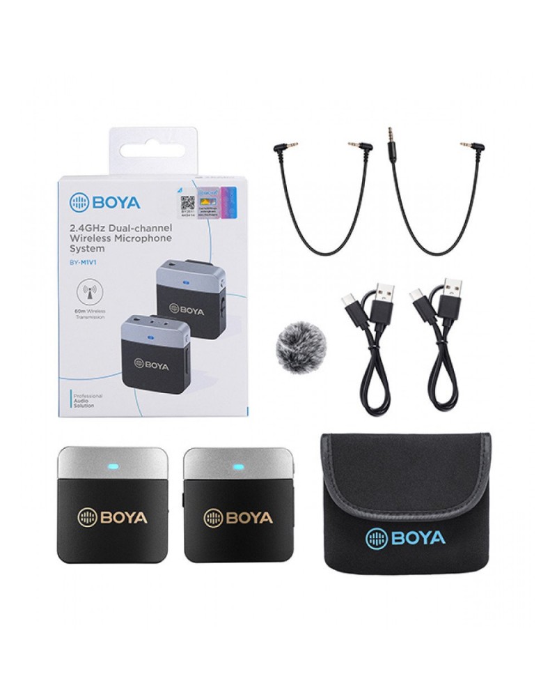 BOYA BY-M1V1 2.4GHz Dual-Channel Wireless Microphone System